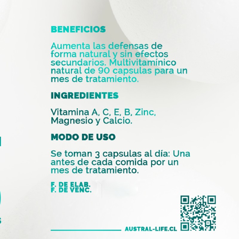 VITAMIN FORCE – Multivitamínico + Defensas - 90 capsulas - Austral Life